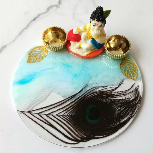 Resin Morpankh Pooja Thali With God's Idol – Wish Your Gifts